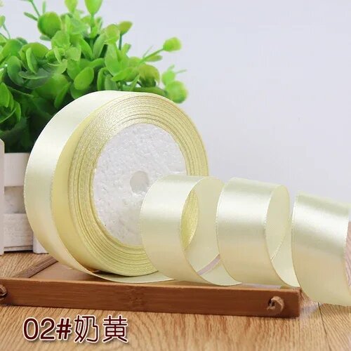Шелковые атласные ленты merylover 22 м Белый, cream, 0.6cm