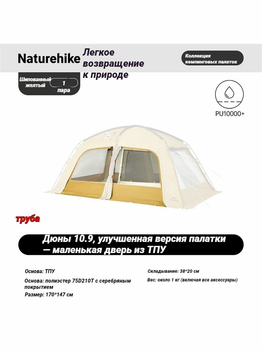 Naturehike Аксессуары для кемпинговой палатки, маленькая дверца из ТПУ, 2 шт, 170*147 см CNK2300ZP029