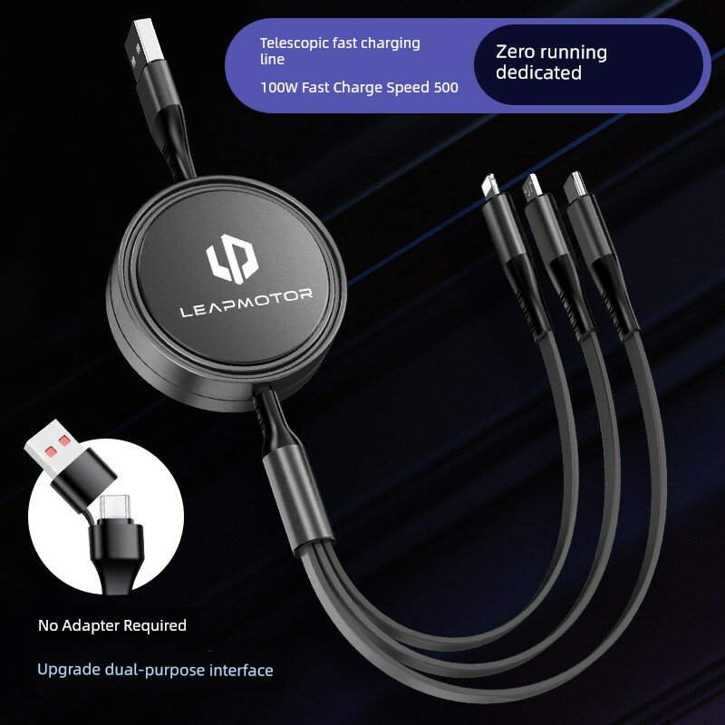 Zero Run темно-серый автомобильный зарядный кабель 5А 1.2м с портами USB и Type-C для автомобилей C11/C01/T03