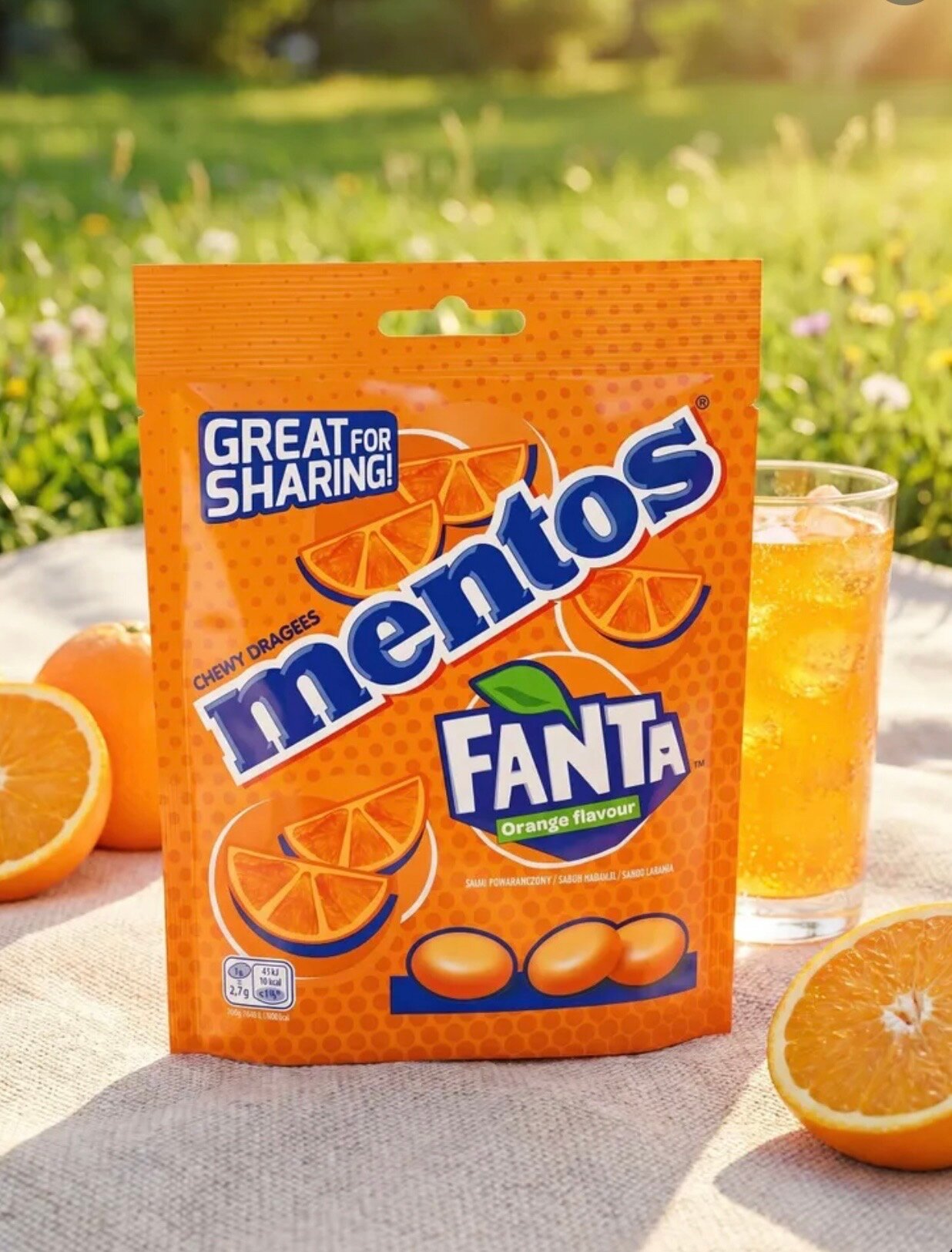 Драже жевательные Mentos Fanta (Апельсин), 160 грамм