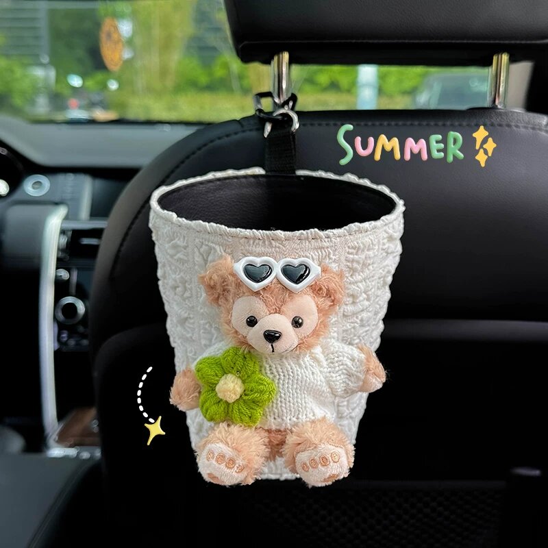 Мусорный бак Duffy с зеленым вязаным цветочным принтом и держателем для салфеток