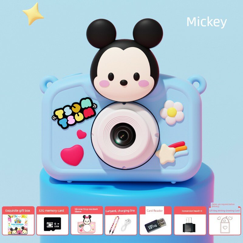 Детский фотоаппарат Disney X5 Микки с 64 ГБ памятью, 9600 МП двойной камерой и мягкой защитной сумкой