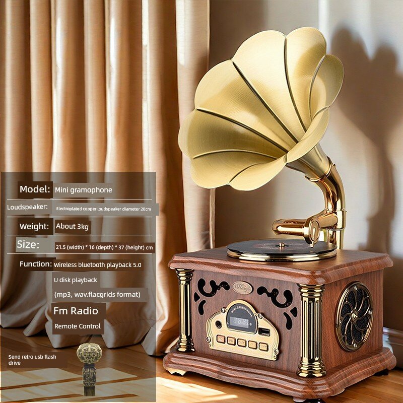 Ретро-граммофон Jinmo, мини-проигрыватель виниловых пластинок, Bluetooth, винтажный, антикварный, из массива дерева, S5