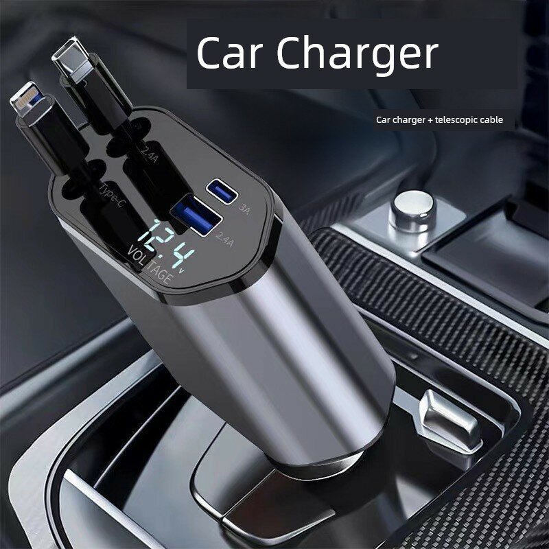Автомобильный кронштейн USB-C телескопический зарядный кабель с 3 в 1 быстрой зарядкой для iPhone, Samsung, Huawei,
