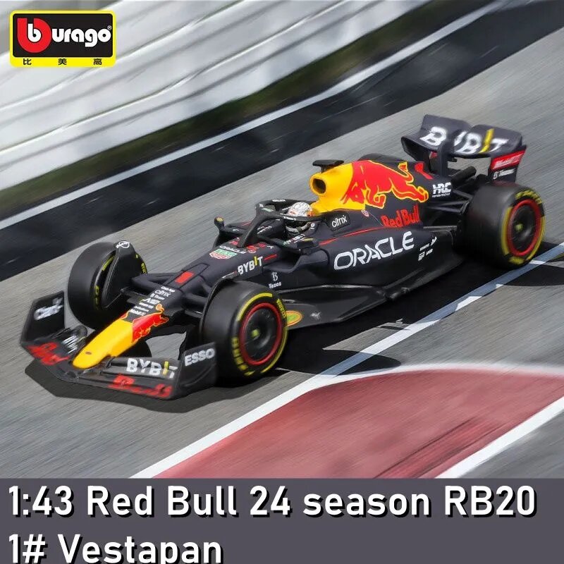 1:43 Металлическая коллекционная модель "Bburago" болида Формулы-1 "Red Bull RB20" №1(Max Verstappen)