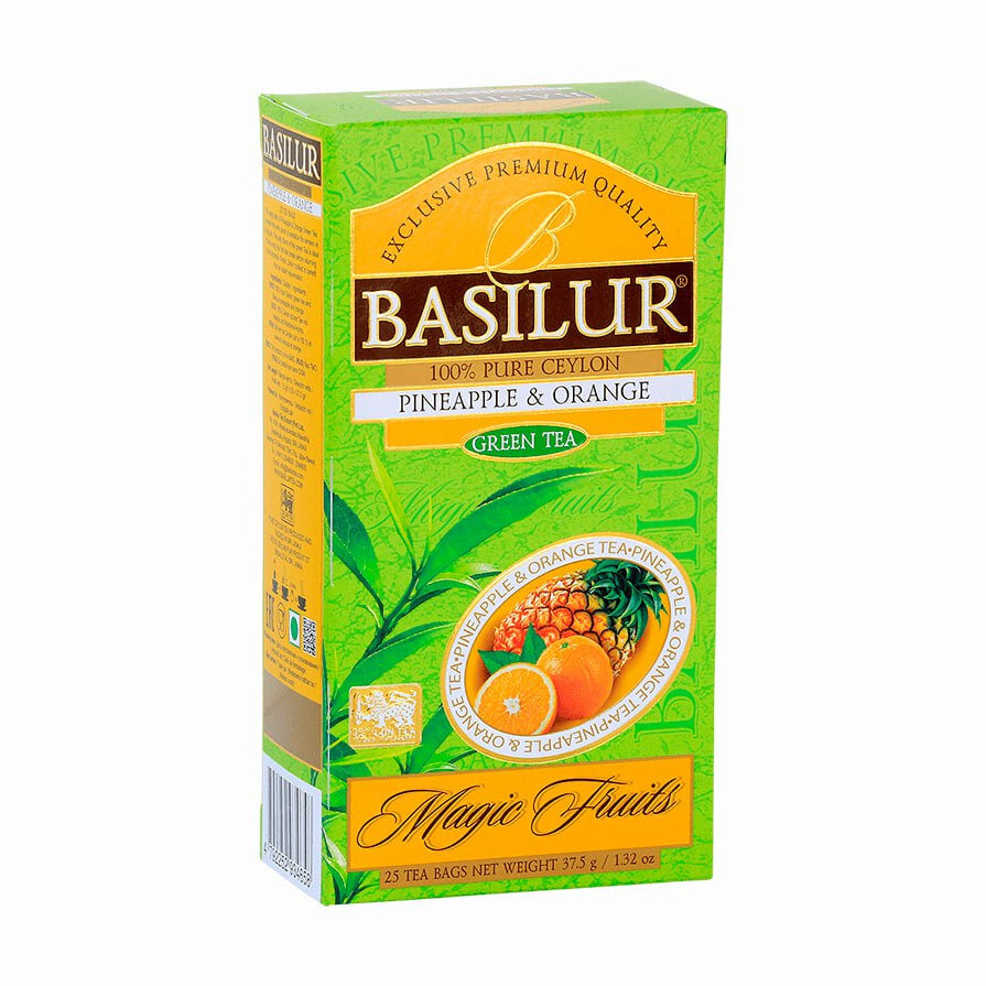 Чай "Basilur" зеленый Волшебные Фрукты "Со вкусом Ананаса и Апельсина" (25пак)