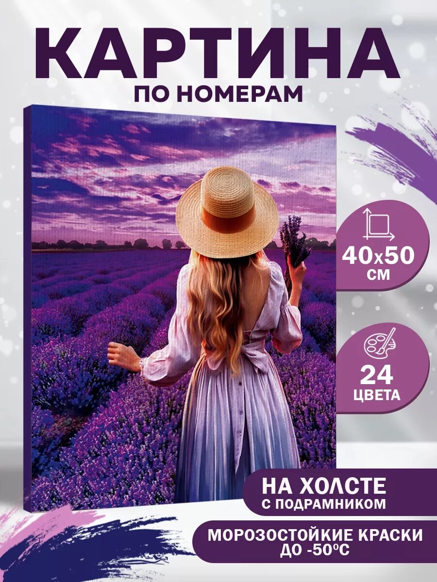 Картина по номерам Школа талантов "Девушка в фиолетовом платье" 40х50 см, на холсте с подрамником