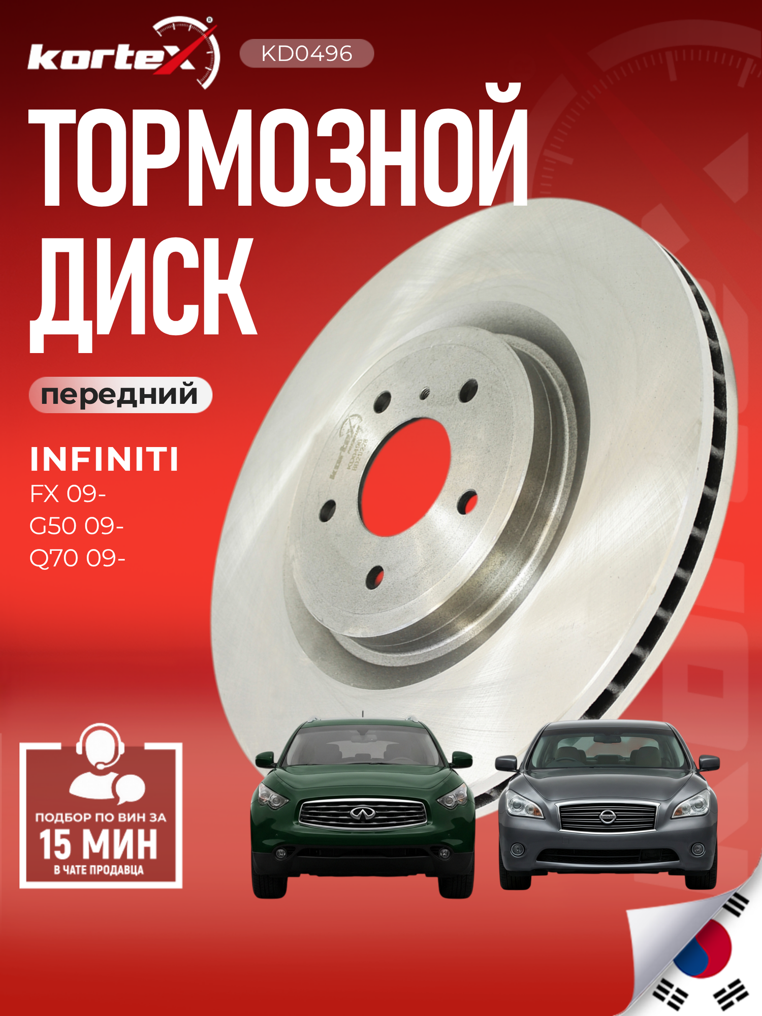 Диск тормозной (левый/правый передний) Infiniti FX Q50 Q70 QX80 92199105 40206JL00A 40206JL00B