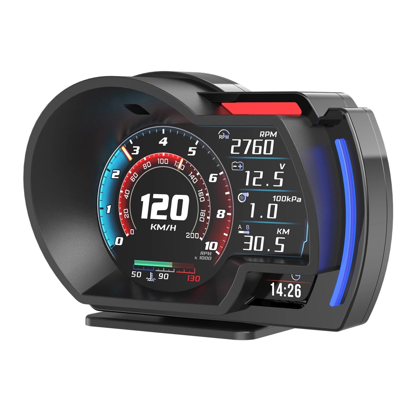 Цифровой Проекционный Дисплей HUD OBD2 + GPS Для Автомобиля: Интеллектуальный Датчик Скорости, Температуры Турбонаддува