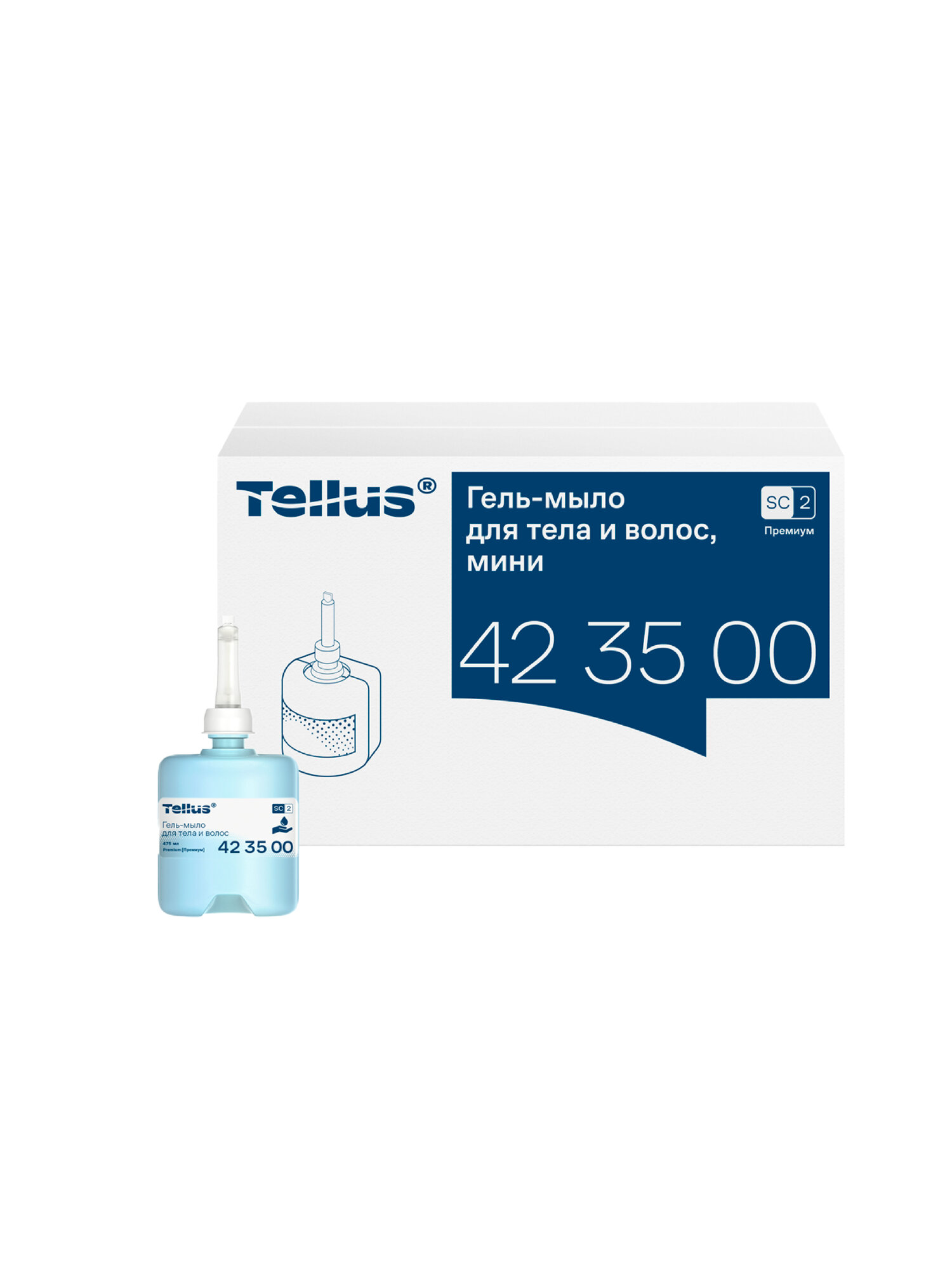 Гель-мыло для тела и волос мини Tellus , категория качества Премиум, 475 мл, 1 картридж