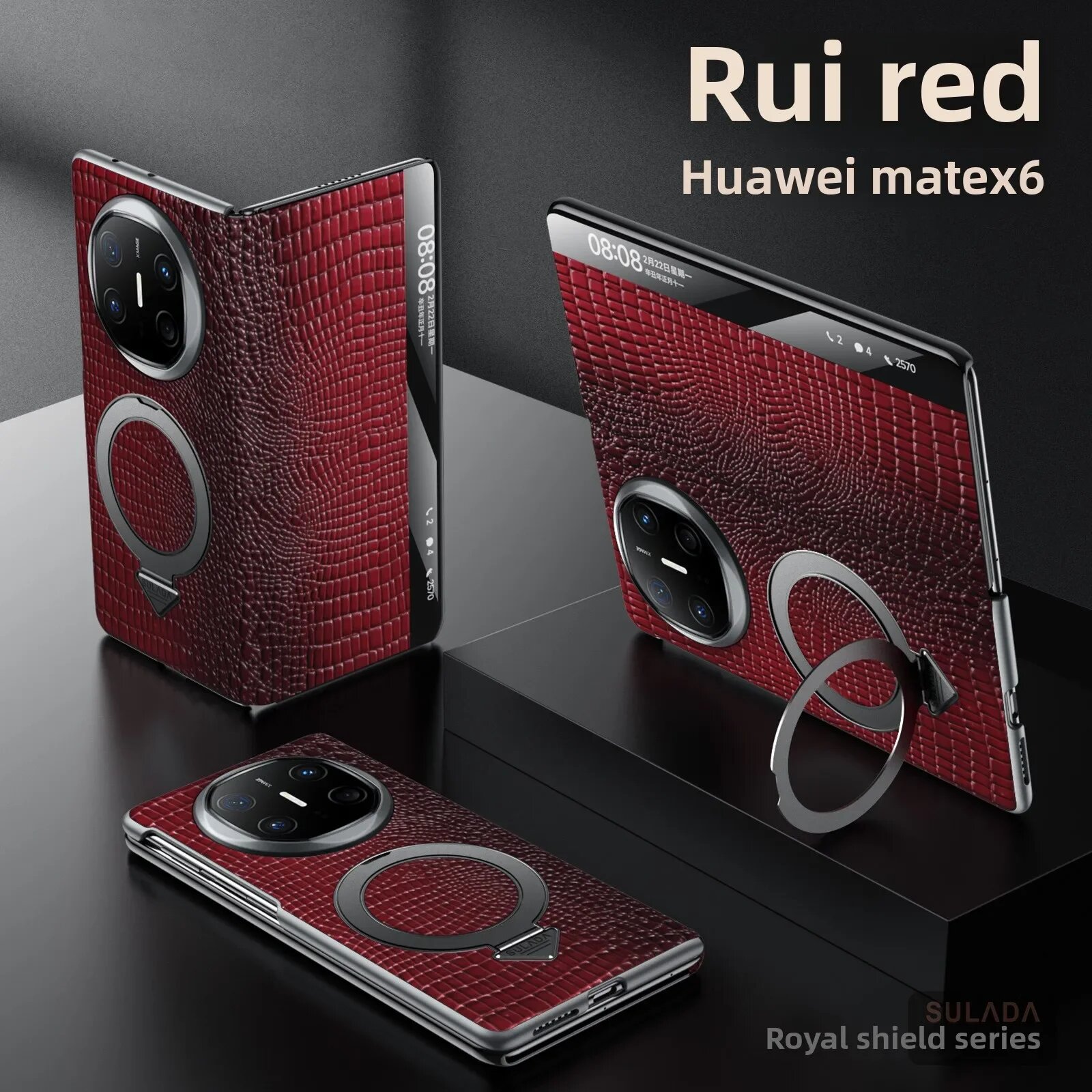 Чехол из крокодиловой кожи для Huawei Mate X6 SULADA Royal Shield Flip с магнитным держателем, чехол для мобильного телефона Huawei Mate X5 x3