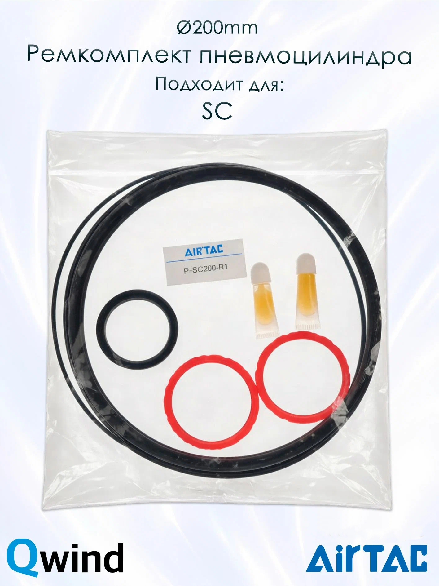 P-SC200-R1 Ремкомплект для цилиндра Airtac серии SC, SE, SAU, поршня 200 мм