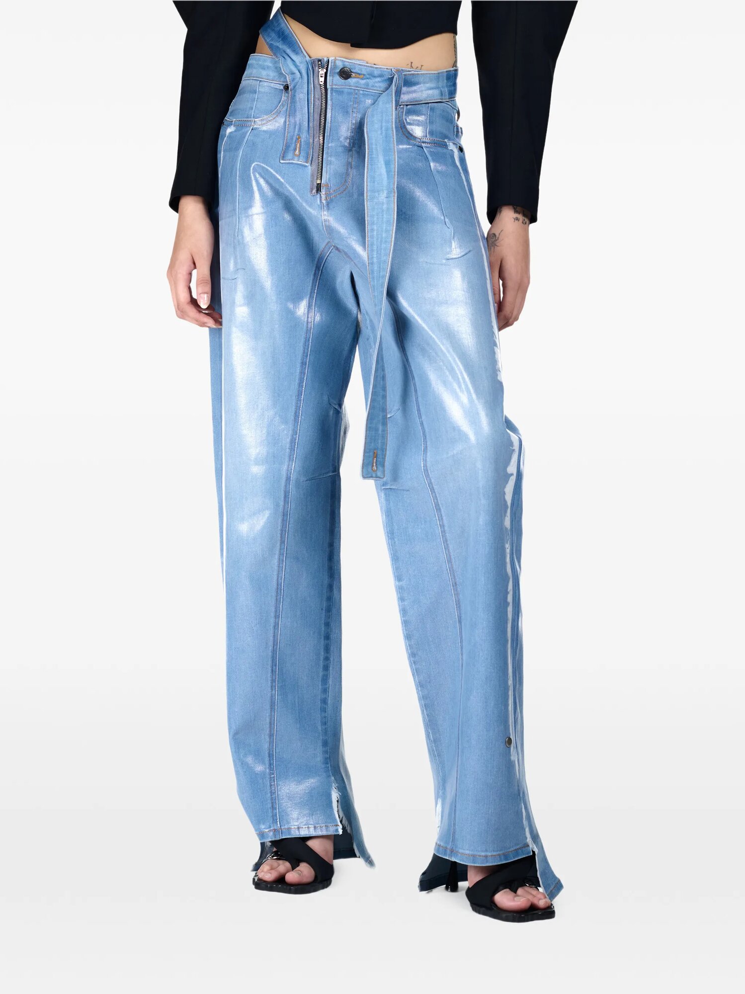 Джинсы Ottolinger Distressed metallic-effect jeans, размер 44, blue — фото 1
