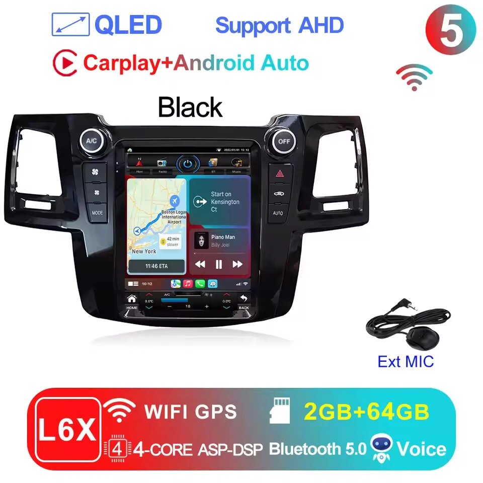 LEHX L6 Pro Android Auto Carplay автомобильный радиоприемник мультимедиа для Tesla Style для Toyota Fortuner Hilux MT Revo 2005-2015 GPS 2din dvd