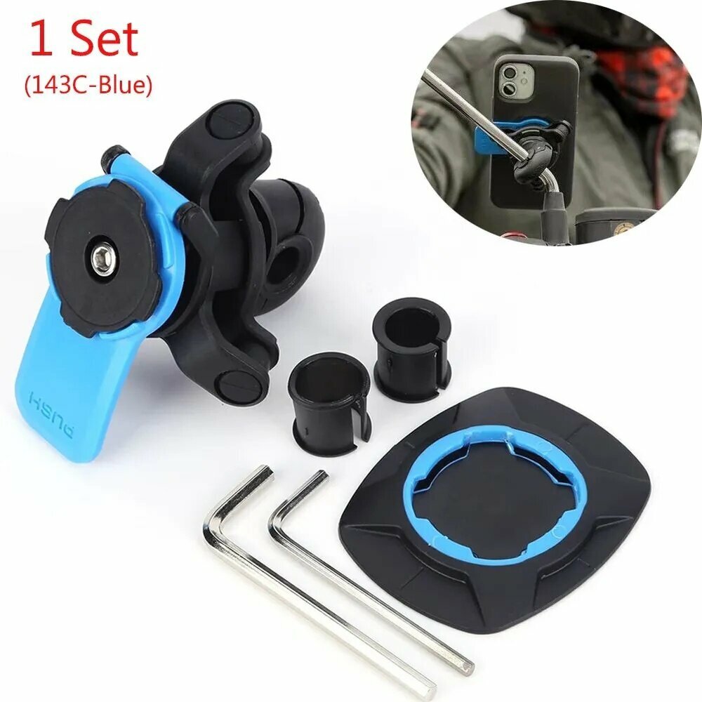 Quad Lock Антивибрационный Держатель для Телефона на Руль Мотоцикла с Демпфером - Универсальный Кронштейн для iPhone и Android, Велосипедный Замок (Защита от Вибрации 90%)