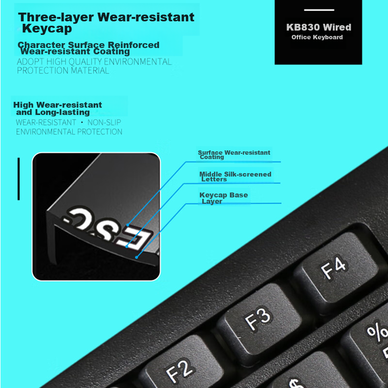 Jixuan KM810PP Dual PS2 Interface Keyboard And Mouse Set, Double Round Wired Keyboard And Mouse Set, Office Splash-Proof, PS2 Round Keyboard, PS2 Round Mouse, Black