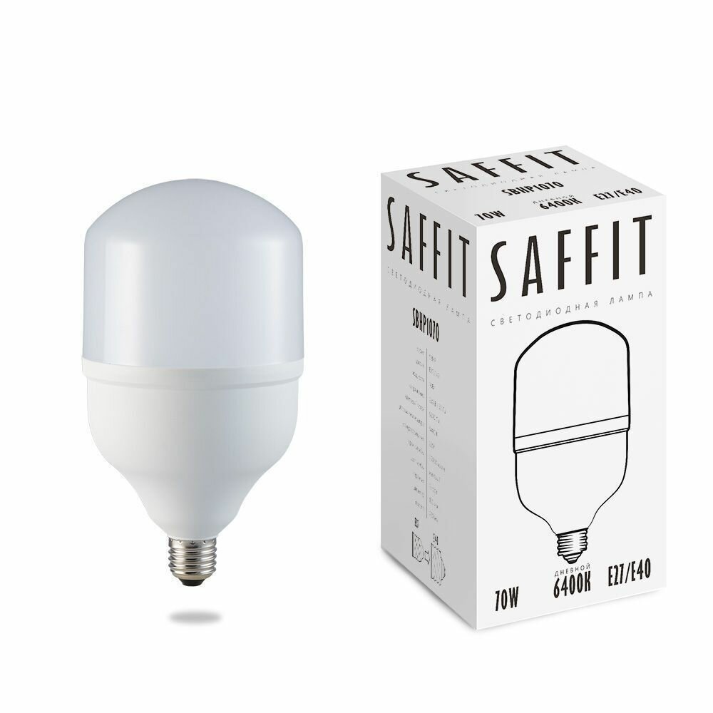 Лампа светодиодная Е27 Е40 мощность 70W цвет 6400К дневной белый свет SAFFIT SBHP107055099 Упаковка 1 штука