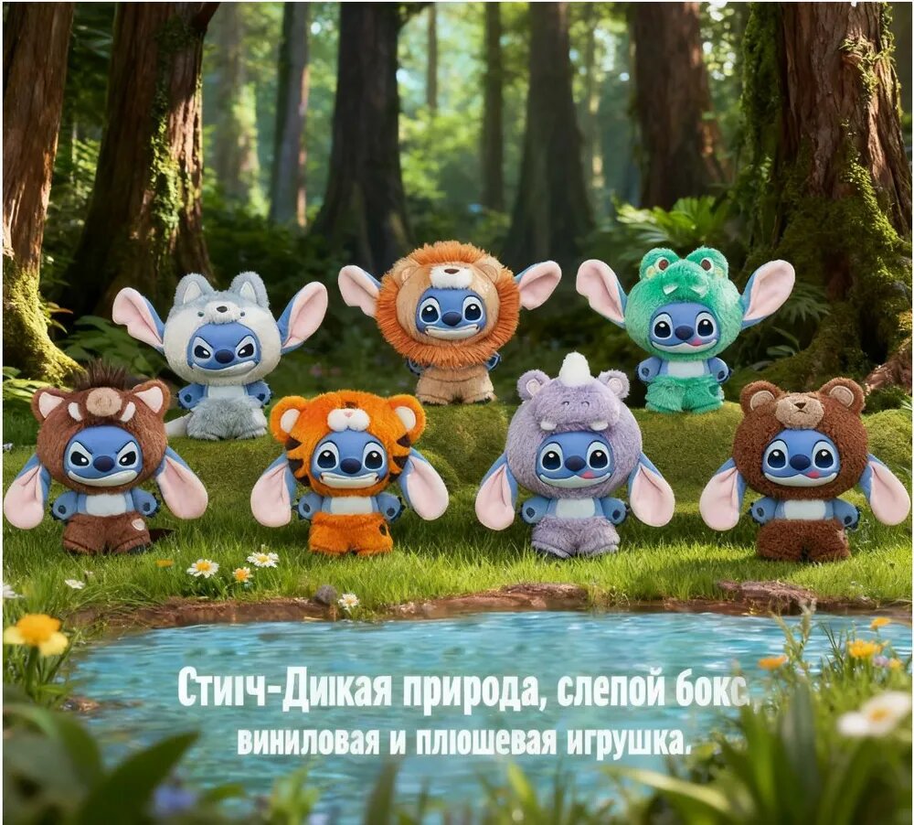Стич-Дикая природа, слепой бокс, виниловая и плюшевая игрушка, коллекционный предмет, подарок на день рождения