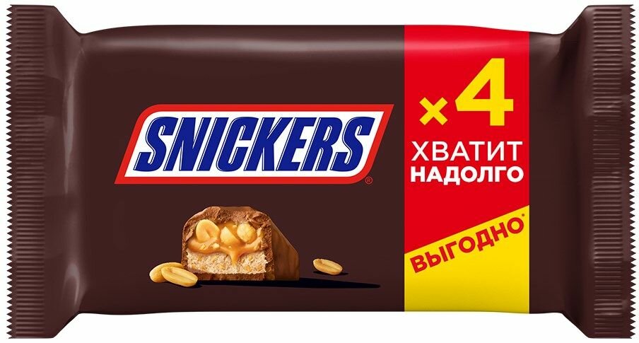 Snickers Батончик шоколадный 40г х 4шт, 160 г