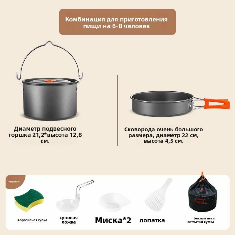 Набор туристической посуды для кемпинга, котелок пикника