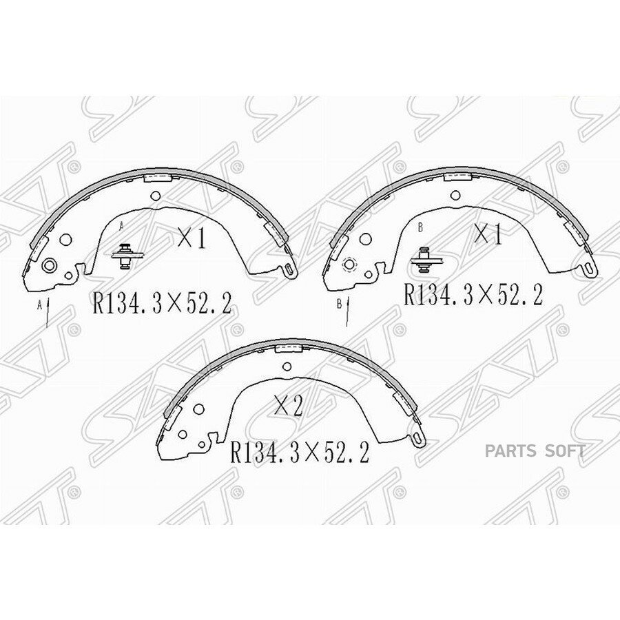 Колодки тормозные барабанные Mitsubishi Delica 90-07 / L200 96-16 от официального дистрибьютора, SAT, артикул STMN186403