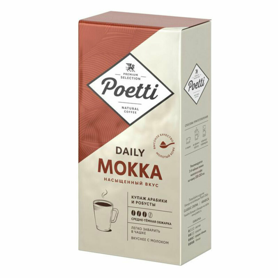 Кофе молотый Poetti "Mokka" 250 г, 18102, 622729