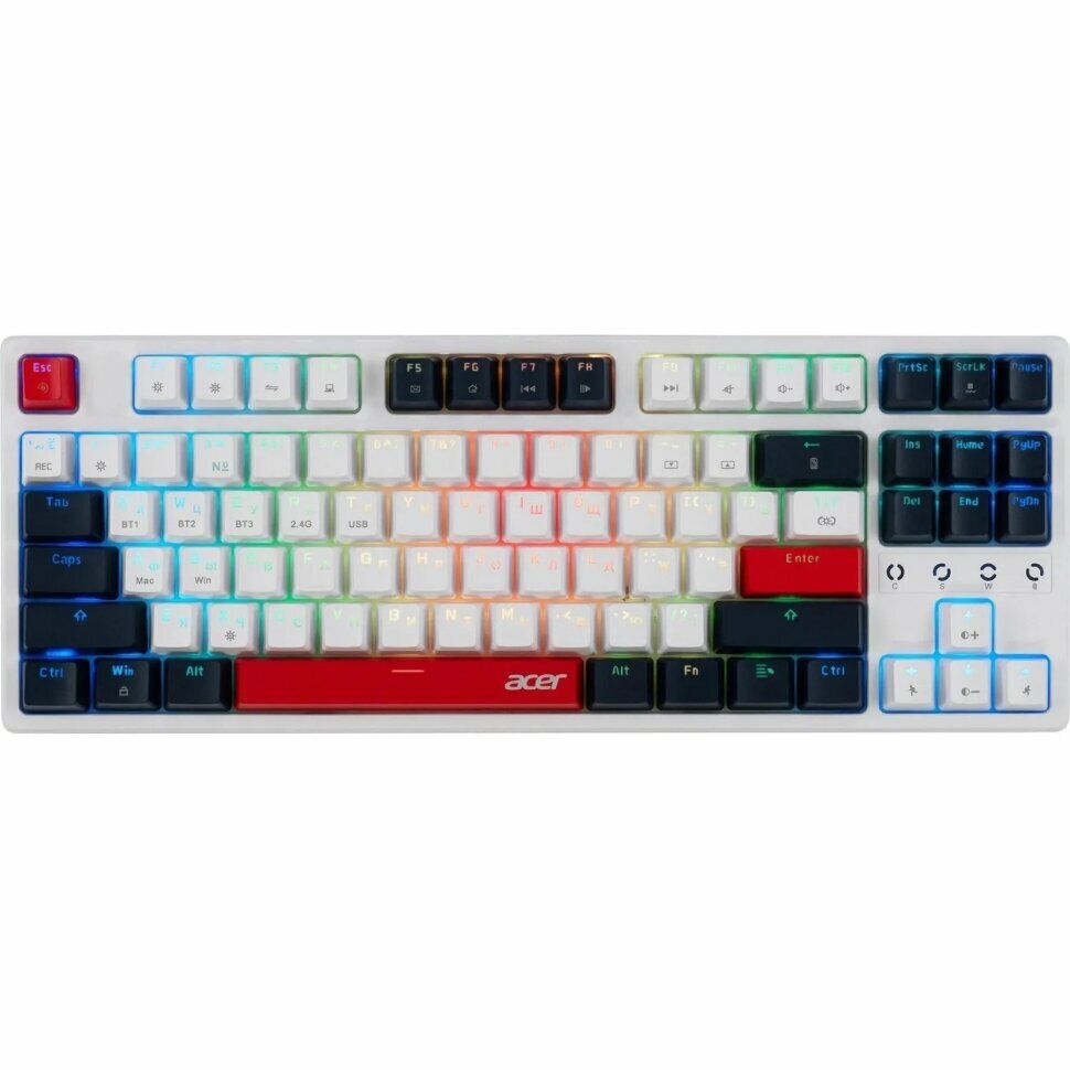 Клавиатура Acer OKR302 механич. USB беспр. BT/Radio Multimedia/gamer бел, 2200794