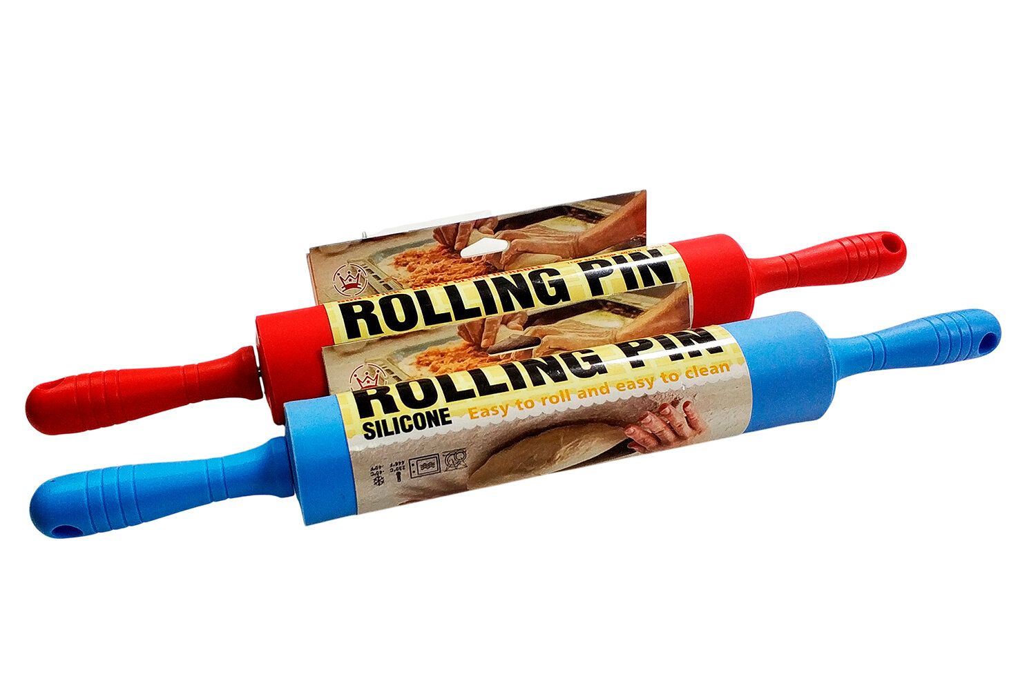 Скалка кулинарная ROLLING PIN силиконовая, пластиковые ручки 45.5 х 5.5 см