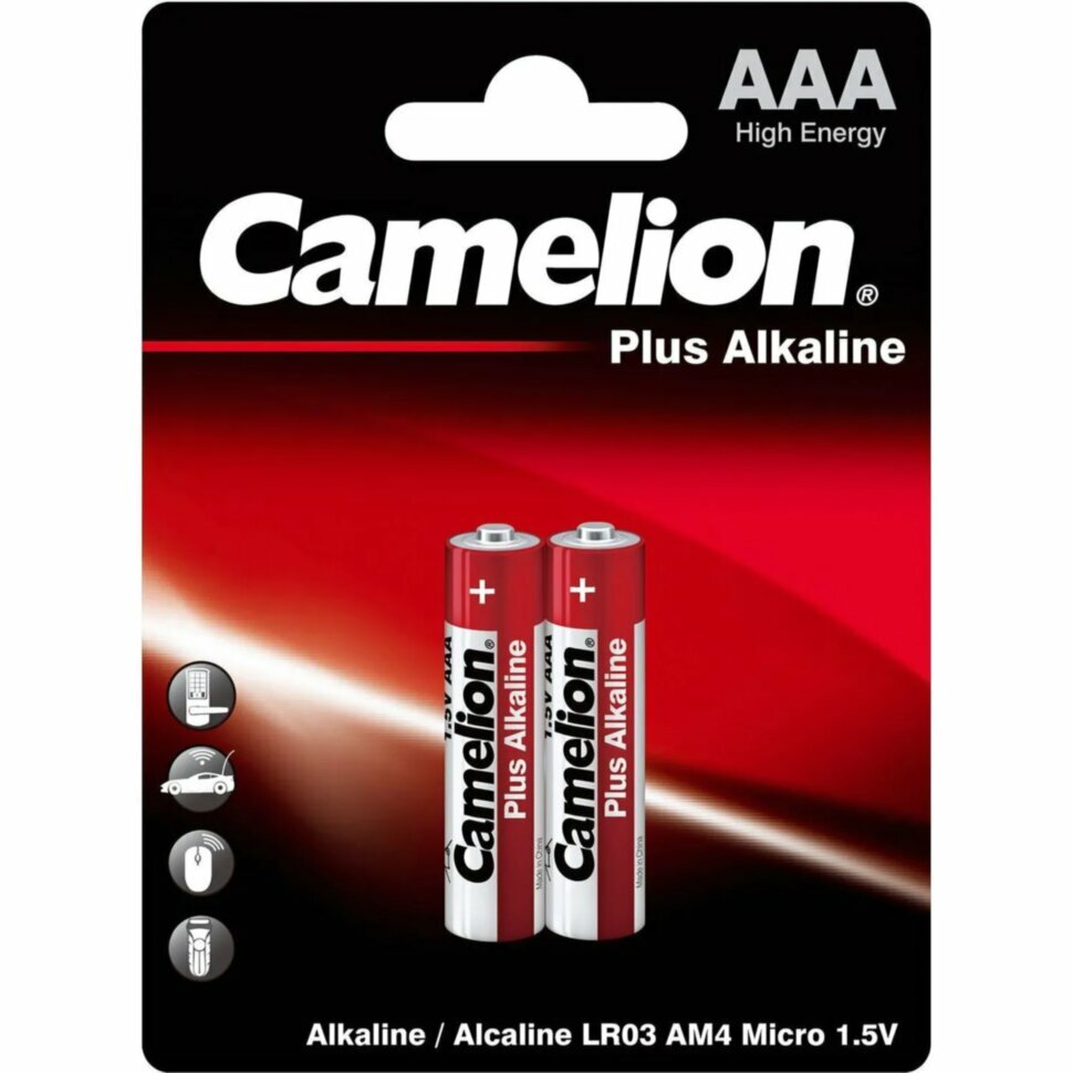 Батарейка Camelion AAA/LR 03 Plus Alkaline BL-2 1.5В(2 шт в уп.), 1568786