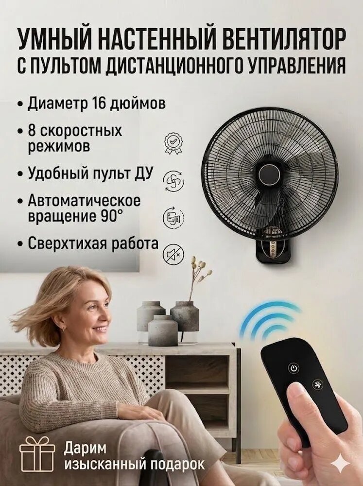 Настенный вентилятор 425432786867896, черный