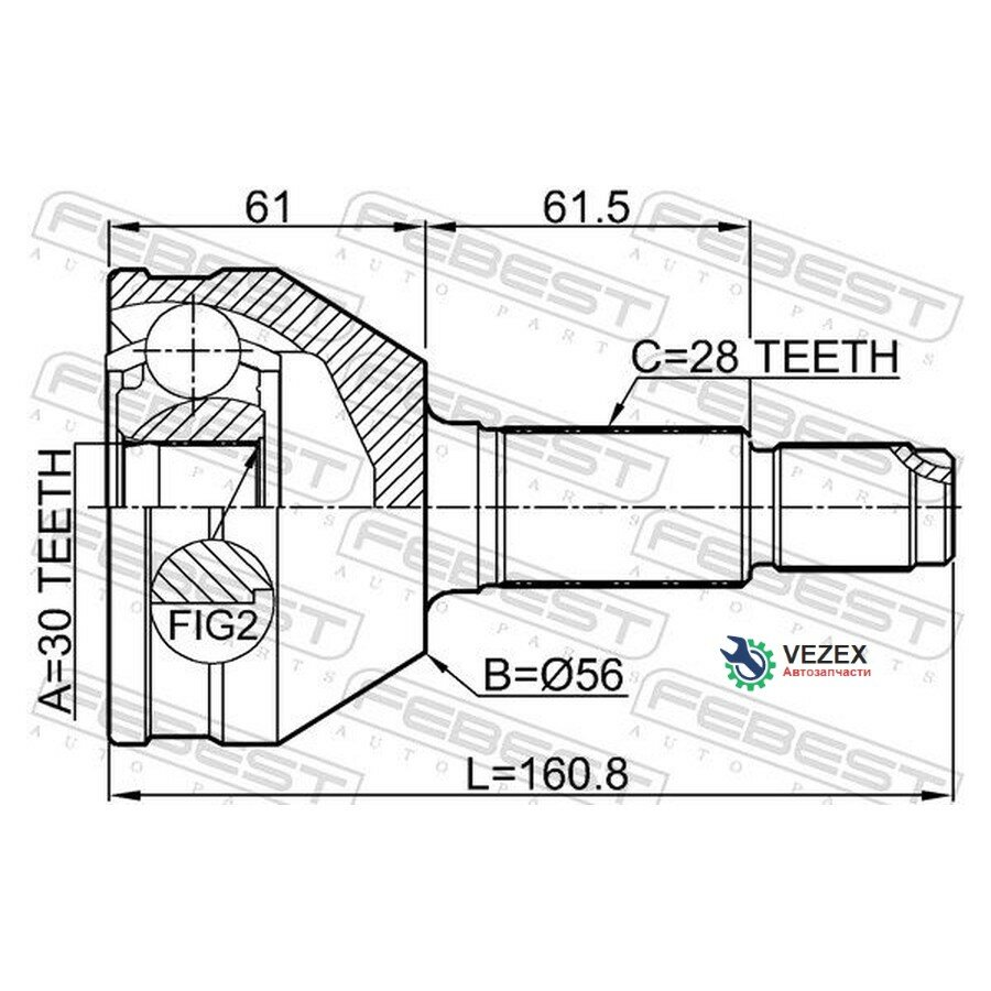 FEBEST 1510-007 ШРУС наружный 30X56X28 1510-007