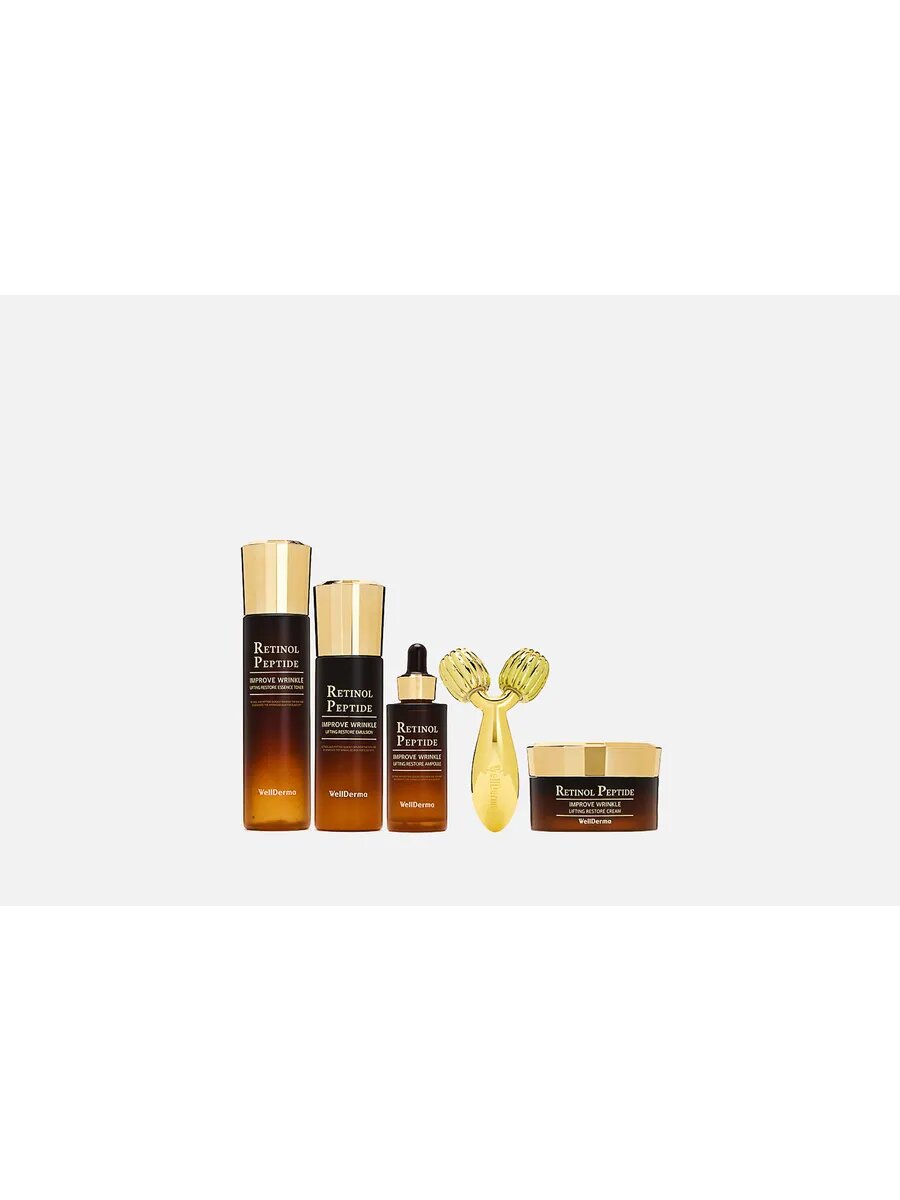 Премиальный набор с массажером для лифтинга и восстановления кожи WELLDERMA Retinol Peptide Lifting Restore Special Set