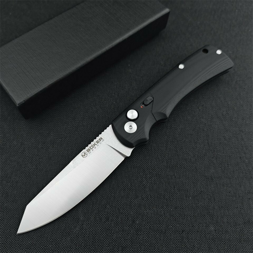 Складной пружинный нож Boker 440 с лезвием 440A и рукоятью G10, автоматический нож OTF, нож-автомат, инструмент для выживания на природе, EDC.