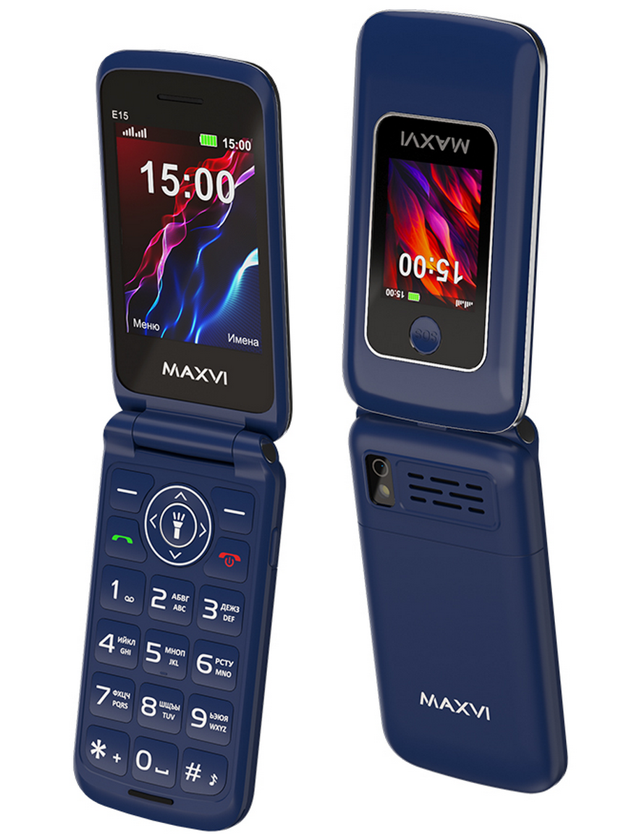 Мобильный телефон Maxvi E15 Синий 2 sim 2.8″ 2G 1450 mAh