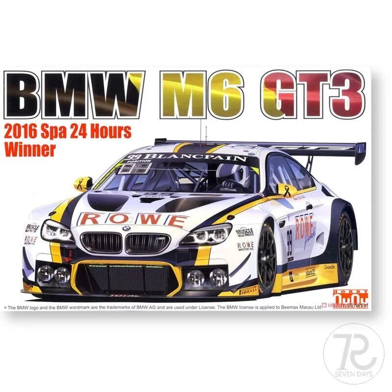 Сборная модель, Hobby NUNU 1:24, BMW M6 GT3 2016 Spa 24 Hours Race Winner