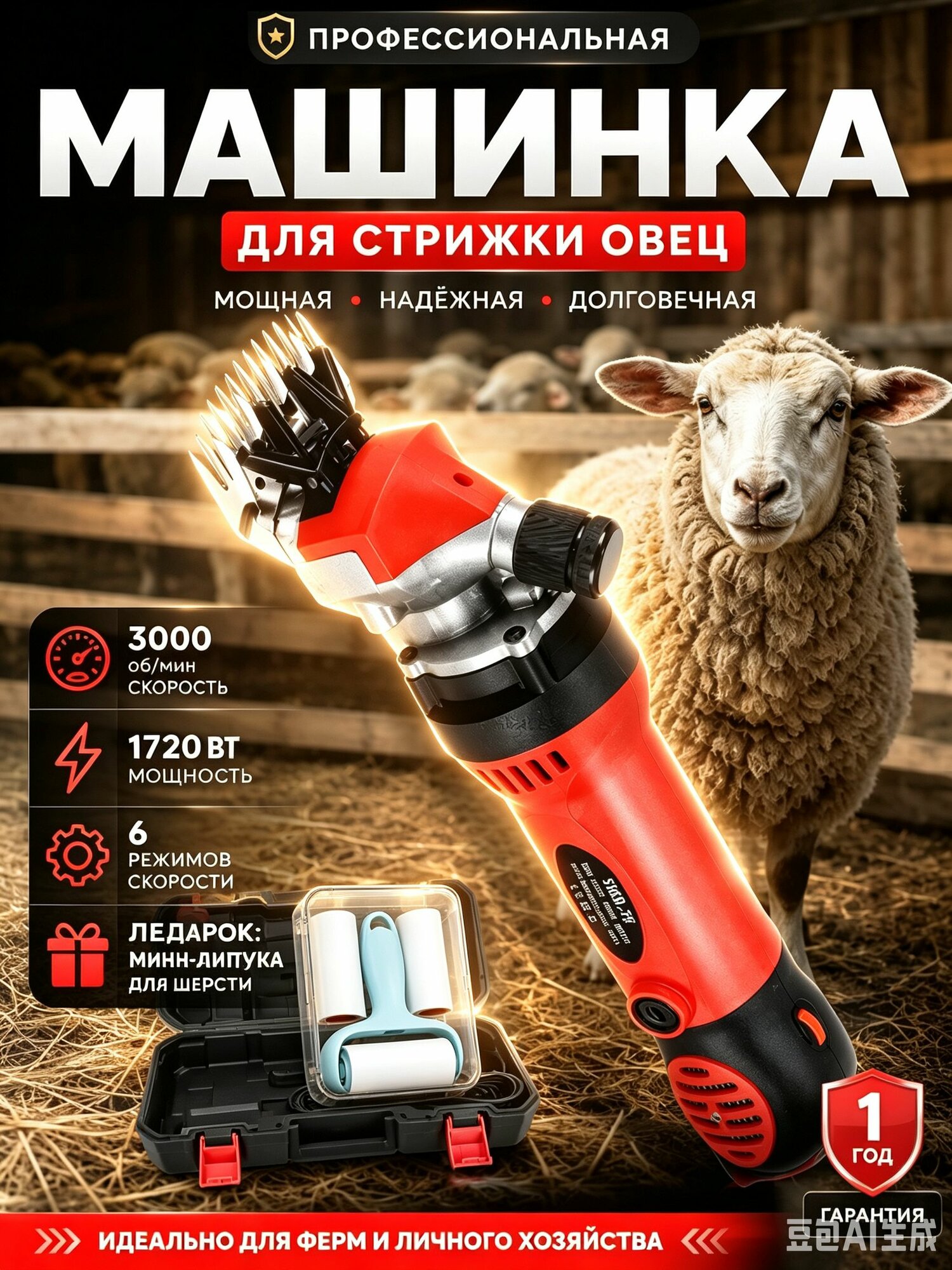 Машинка для стрижки овец электрическая роторная с регулируемой скоростью, надежный мотор, для стрижки овец, коз и альпак