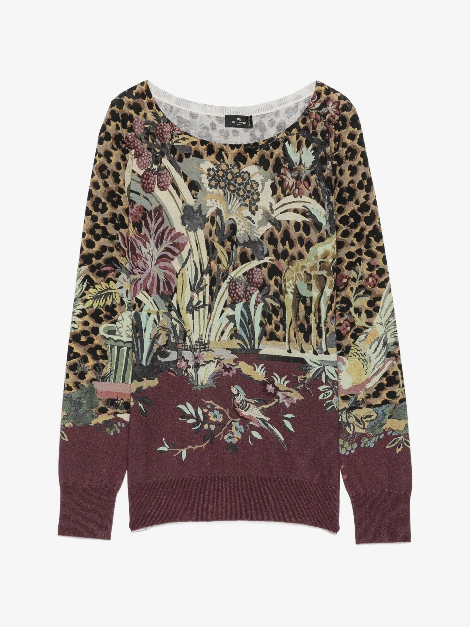 Свитер ETRO Leopard-print floral-pattern sweater