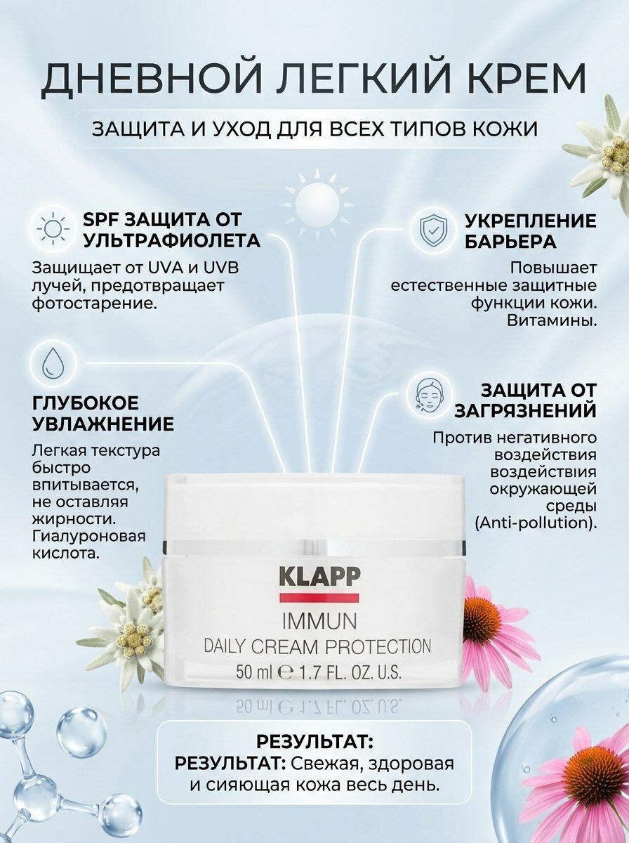 Klapp Immun Daily Cream Protection Дневной крем для лица, 50 мл