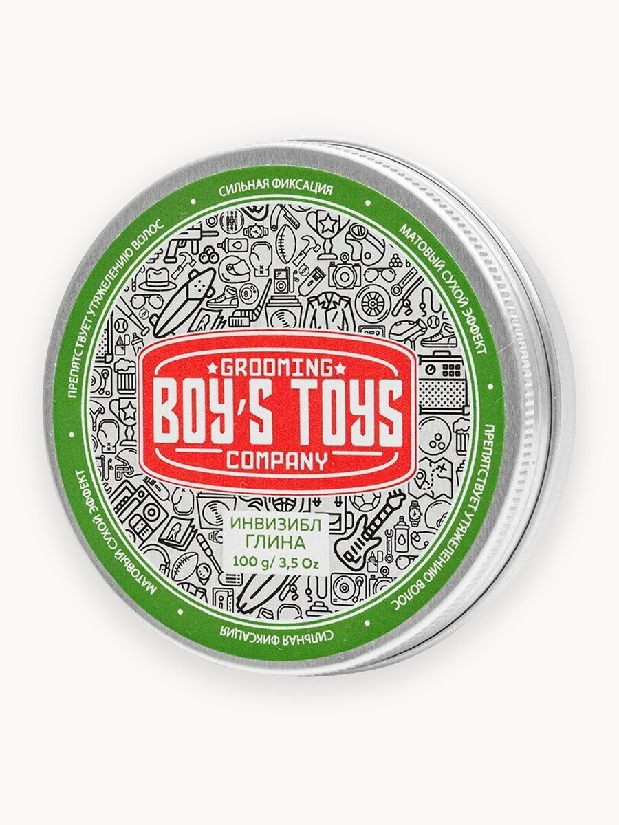 Глина BOYS TOYS для укладки волос сильной фиксации с низким уровнем блеска Invisible Forming Matte Clay, 100 мл