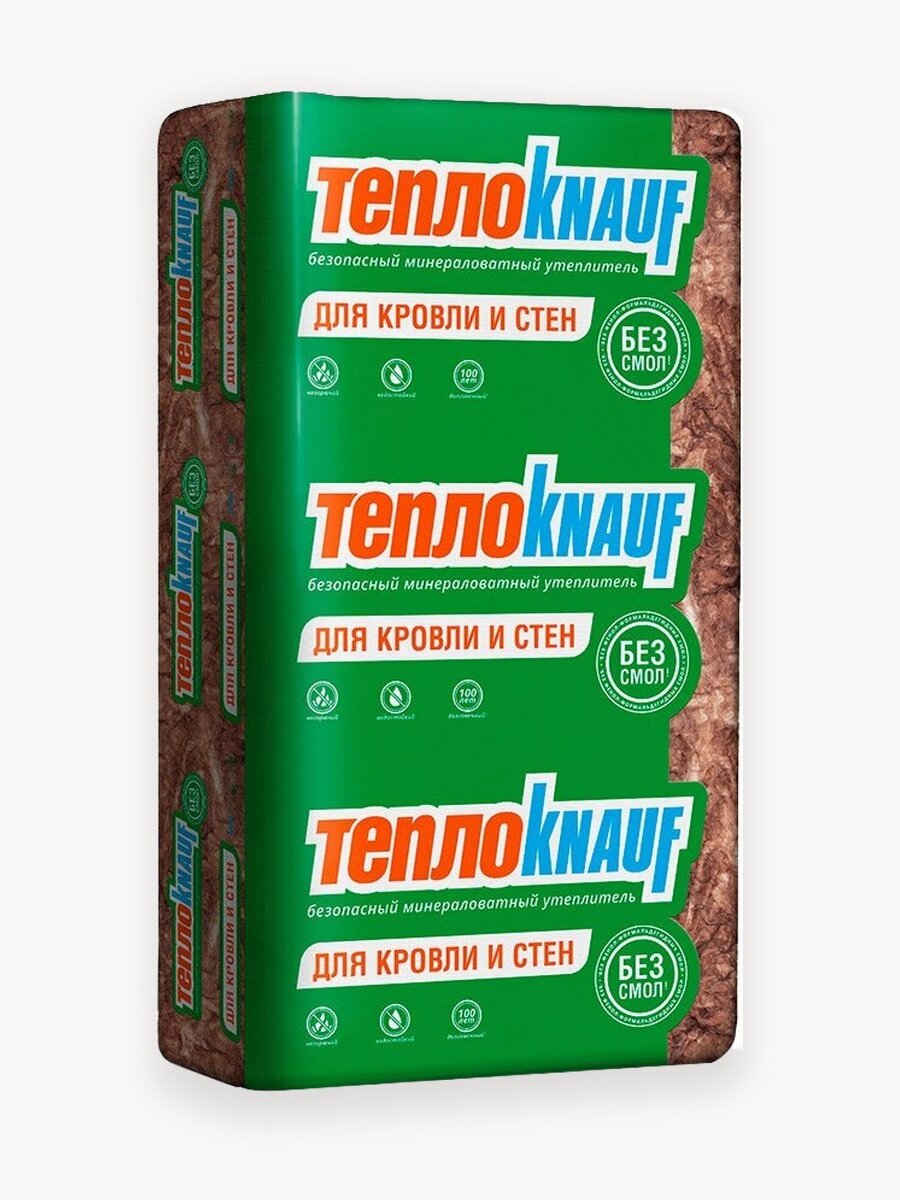Утеплитель ТеплоKnauf Кровля/Стена/Пол (Коттедж) Плита 50х610х1230 мм 12 кв. м
