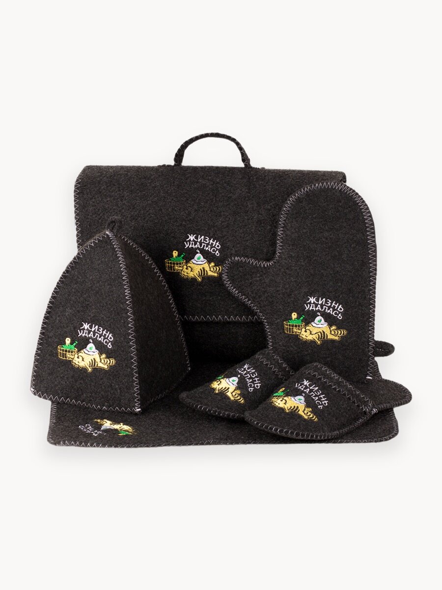 Подарок на 23 Февраля и День Рождения! Набор для бани и сауны мужской и женский подарочный "Жизнь удалась" 11 предметов