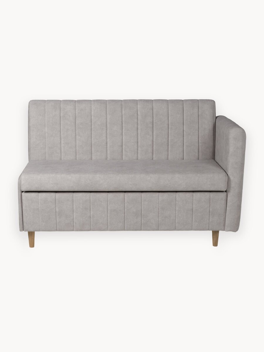 Диван на кухню маленький прямой, с ящиком, Ника, деревянные ножки, подлокотник 133х60х84 (ДхГхВ)