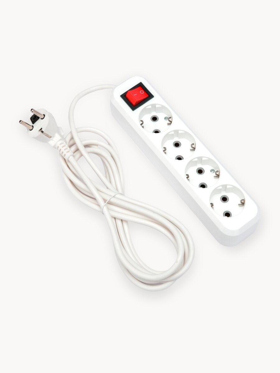 Удлинитель Гарнизон белый с выключателем и заземлением длина 3м