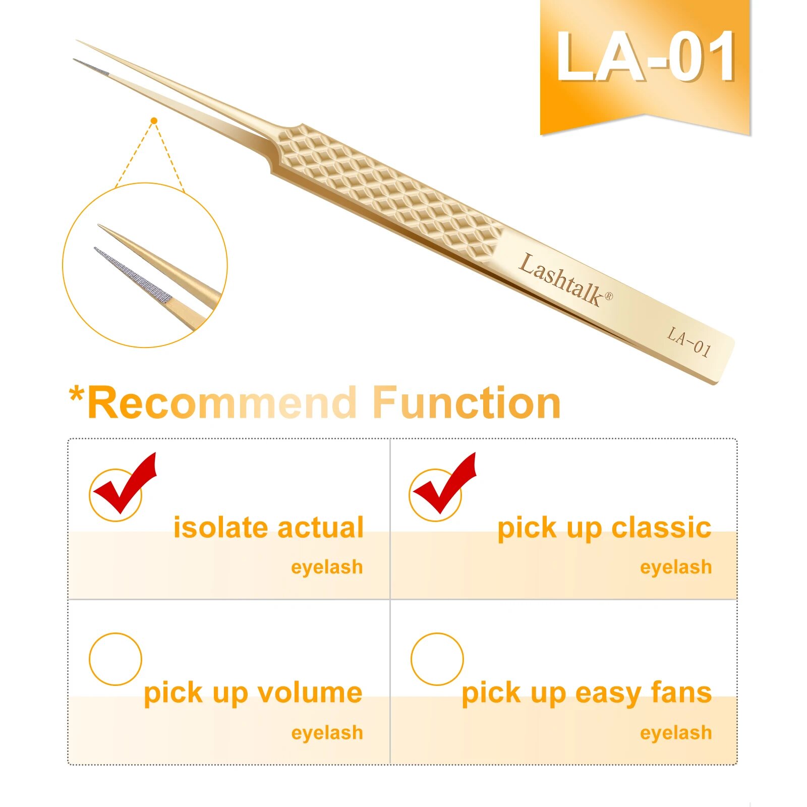 Lashtalk Прецизионный пинцет для наращивания ресниц LA-01