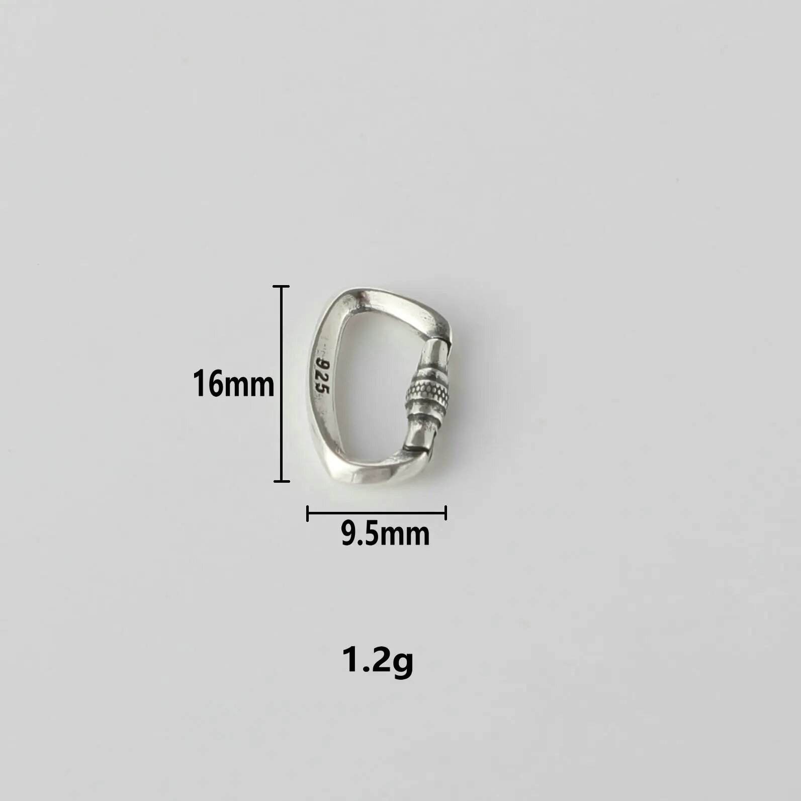 Серебряный карабин S925 для рукоделия JQ0069 9.5x16mm