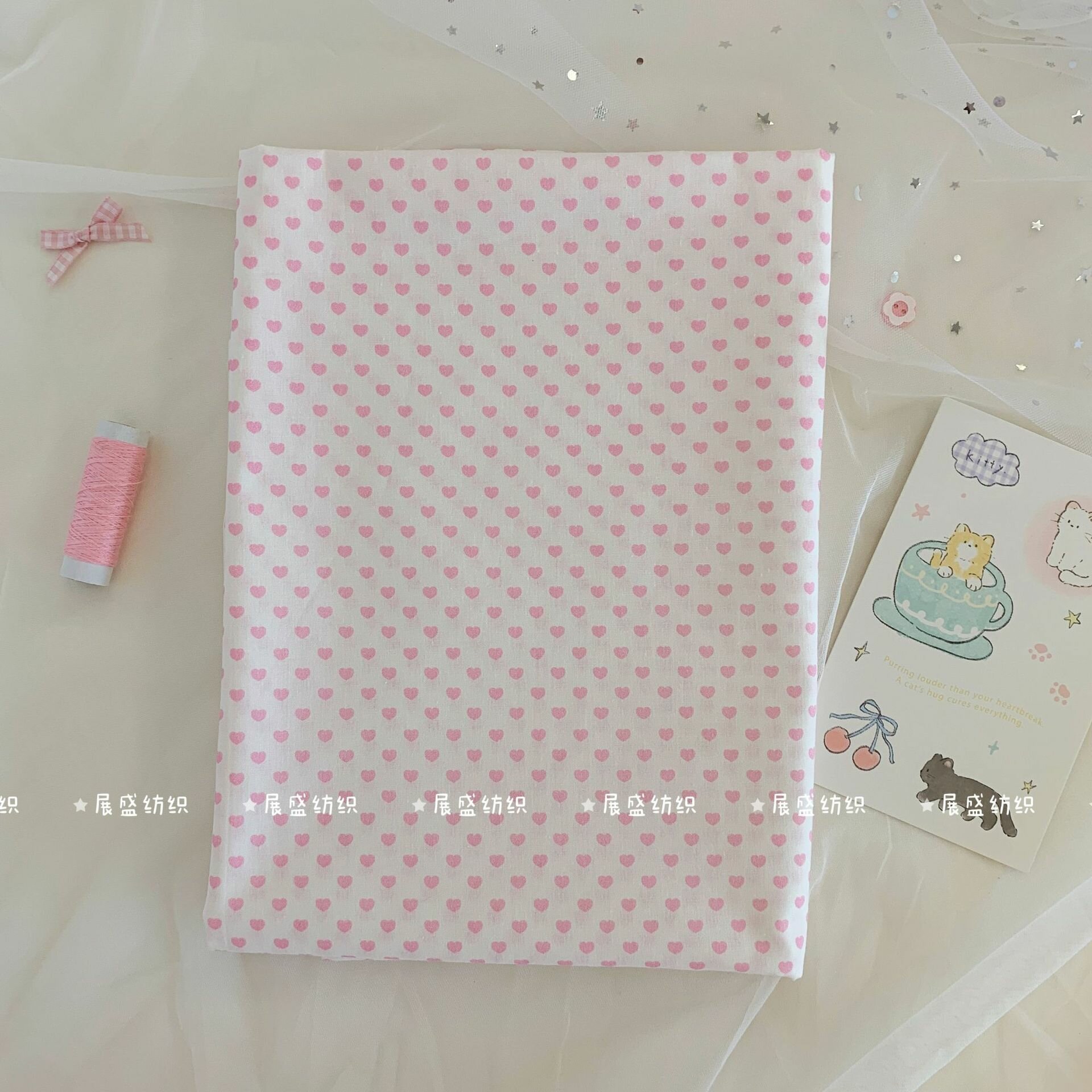 Чистый хлопок 40s, универсальный корейский стиль, маленькая ткань в форме сердца, ручная работа, DIY сумка, резинка для волос, одежда для домашних животных