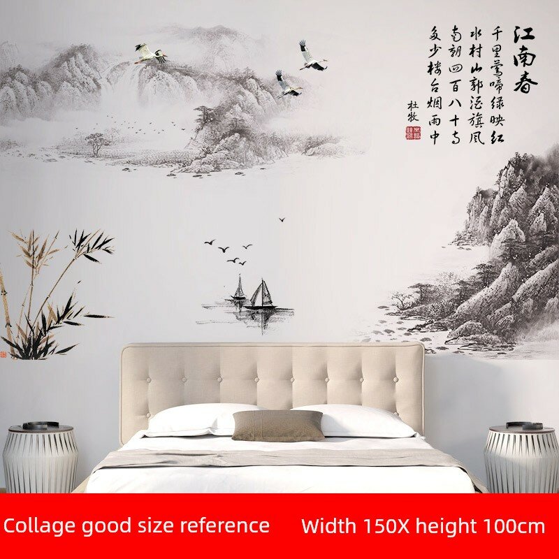 Наклейки на стену в китайском стиле, самоклеящиеся, для спальни, теплый китайский стиль, наклейки на стену для