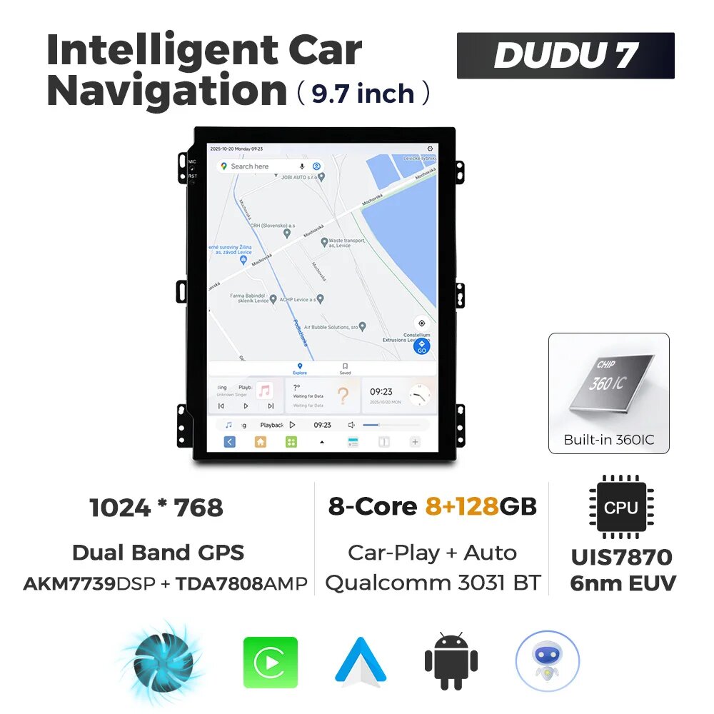DUDU 7 Автомагнитола 9.7" Android 13, 8G-128G-360IC