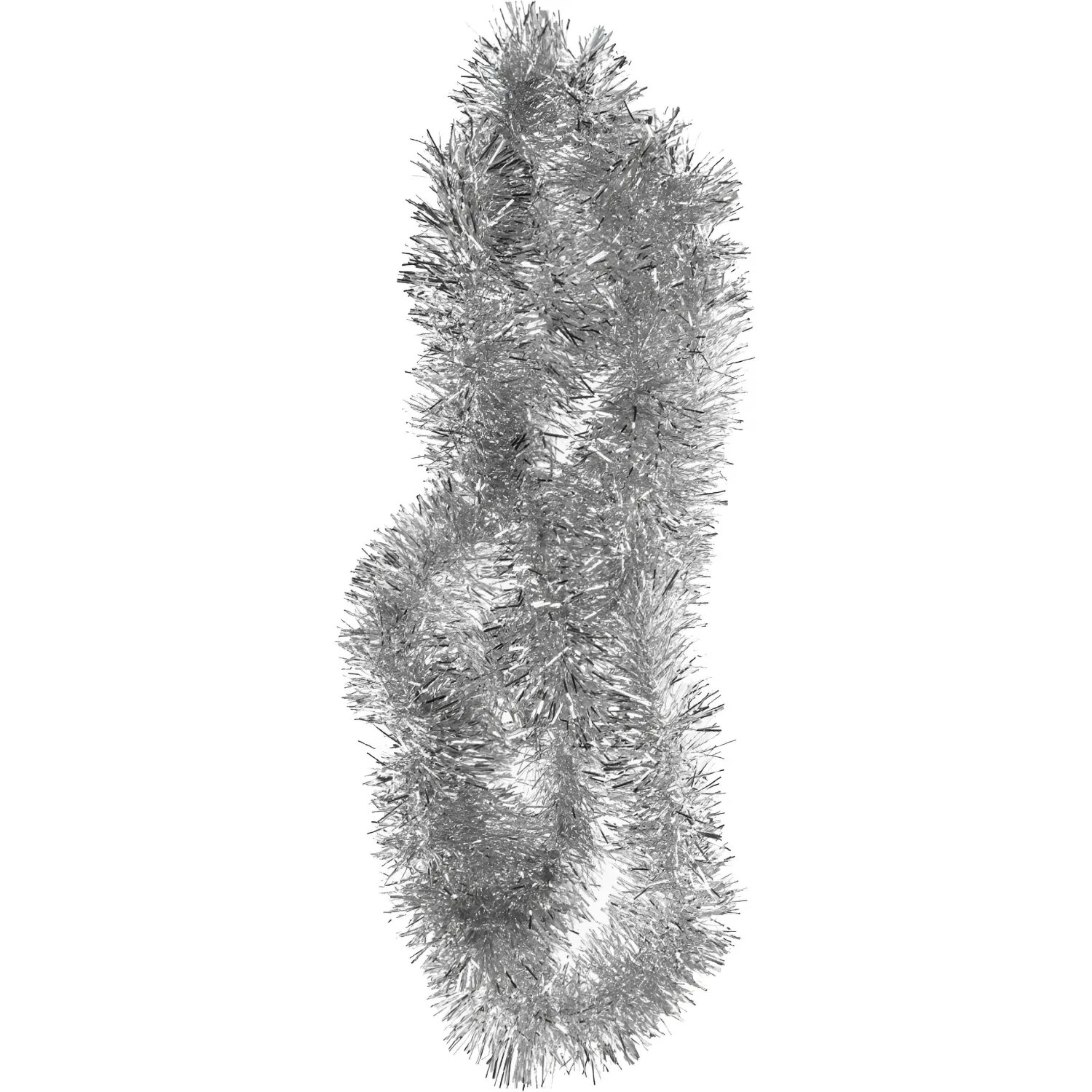 Мишура серебряная Новогодняя, длина 2 м, диаметр 7 см НУ-5483