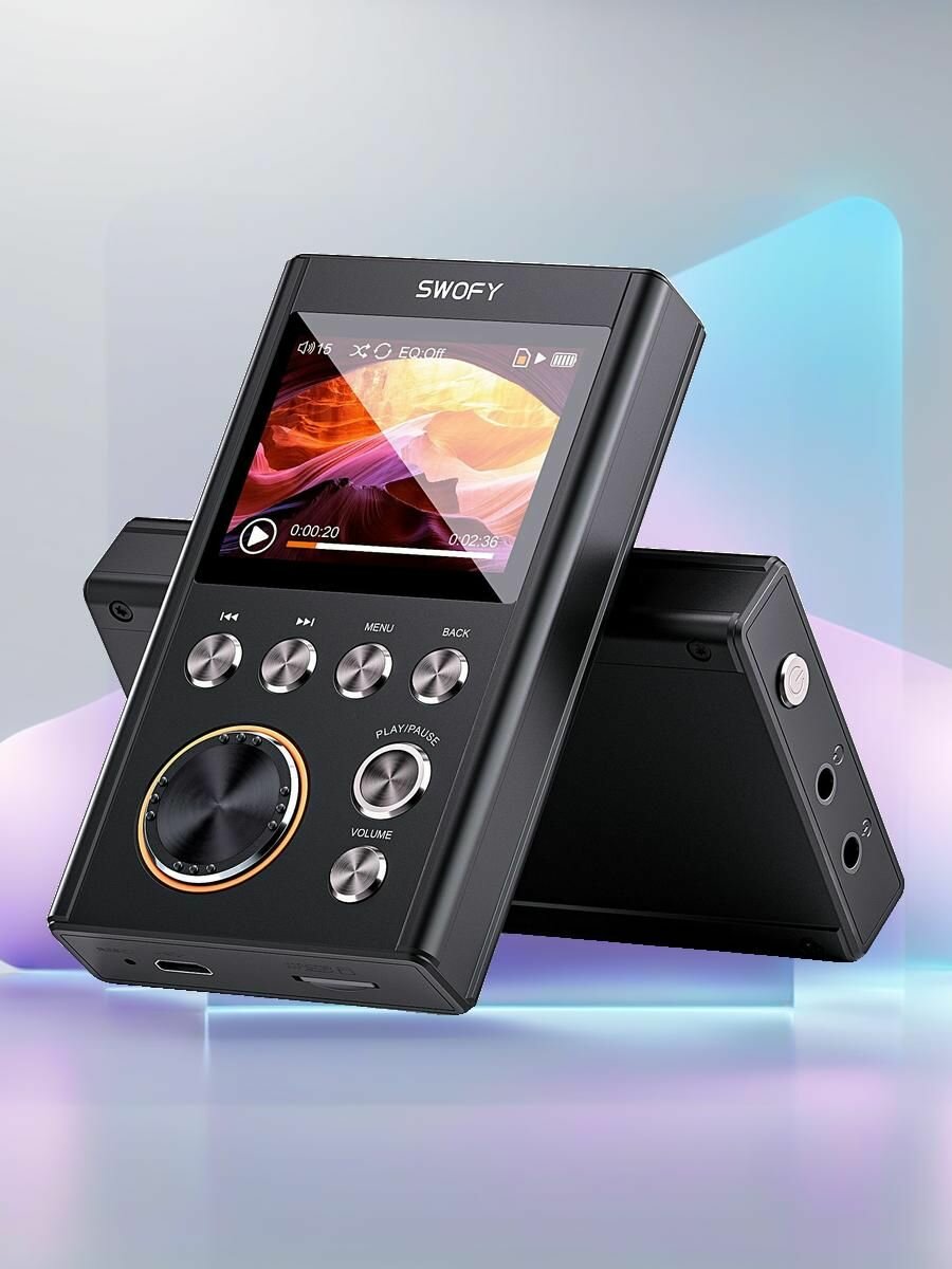 Мр3 плеер Высококачественный SWOFY X60 64 Гб 2 дюймовый HiFi с картой памяти поддержка до 256 Гб, черно-серый